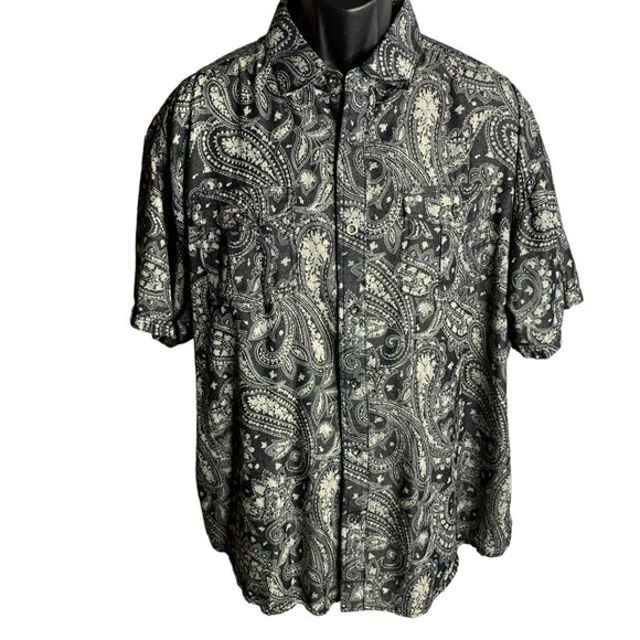 Ablanche | Shirts | Vintage Button Up Short Sleeve Bandana Shirt 2xl ...